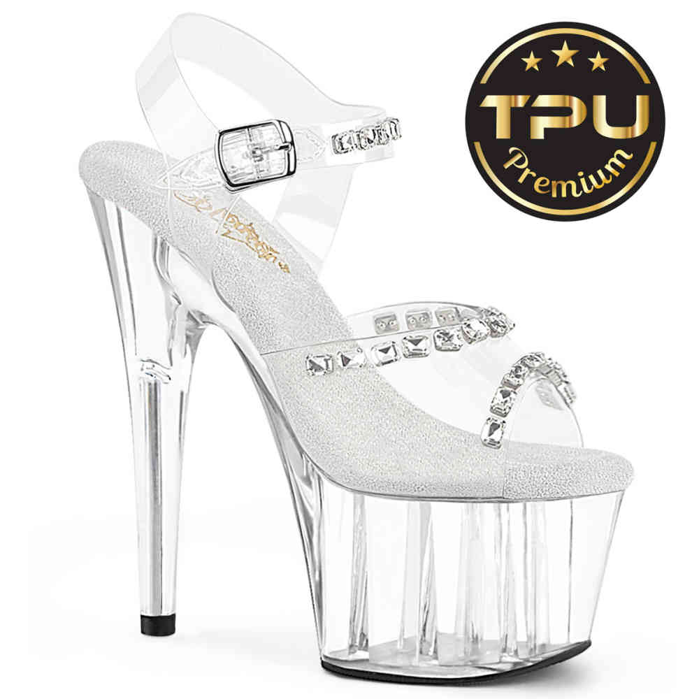 Pleaser Pleaser - ADORE-708PREM-STN Ankle strap sandal - Transparent