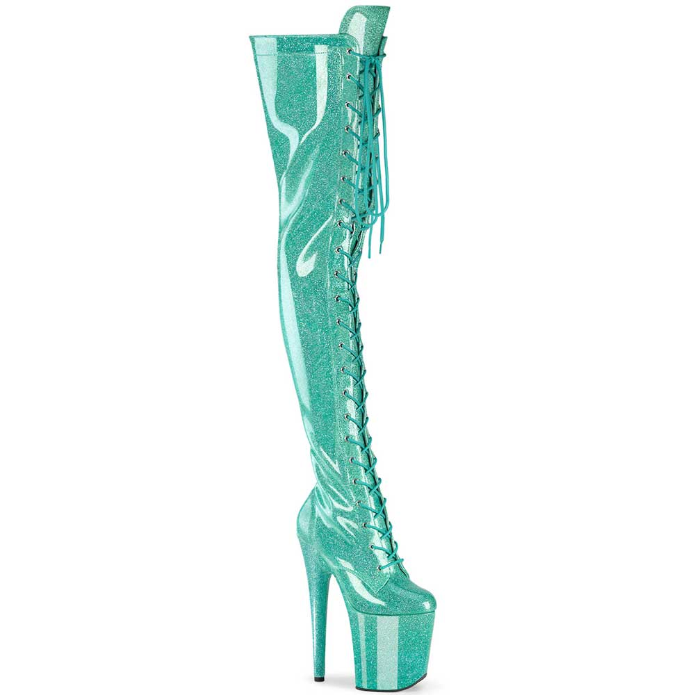 Pleaser Pleaser - FLAMINGO3020GP Platform Overknee Boots - Turquoise