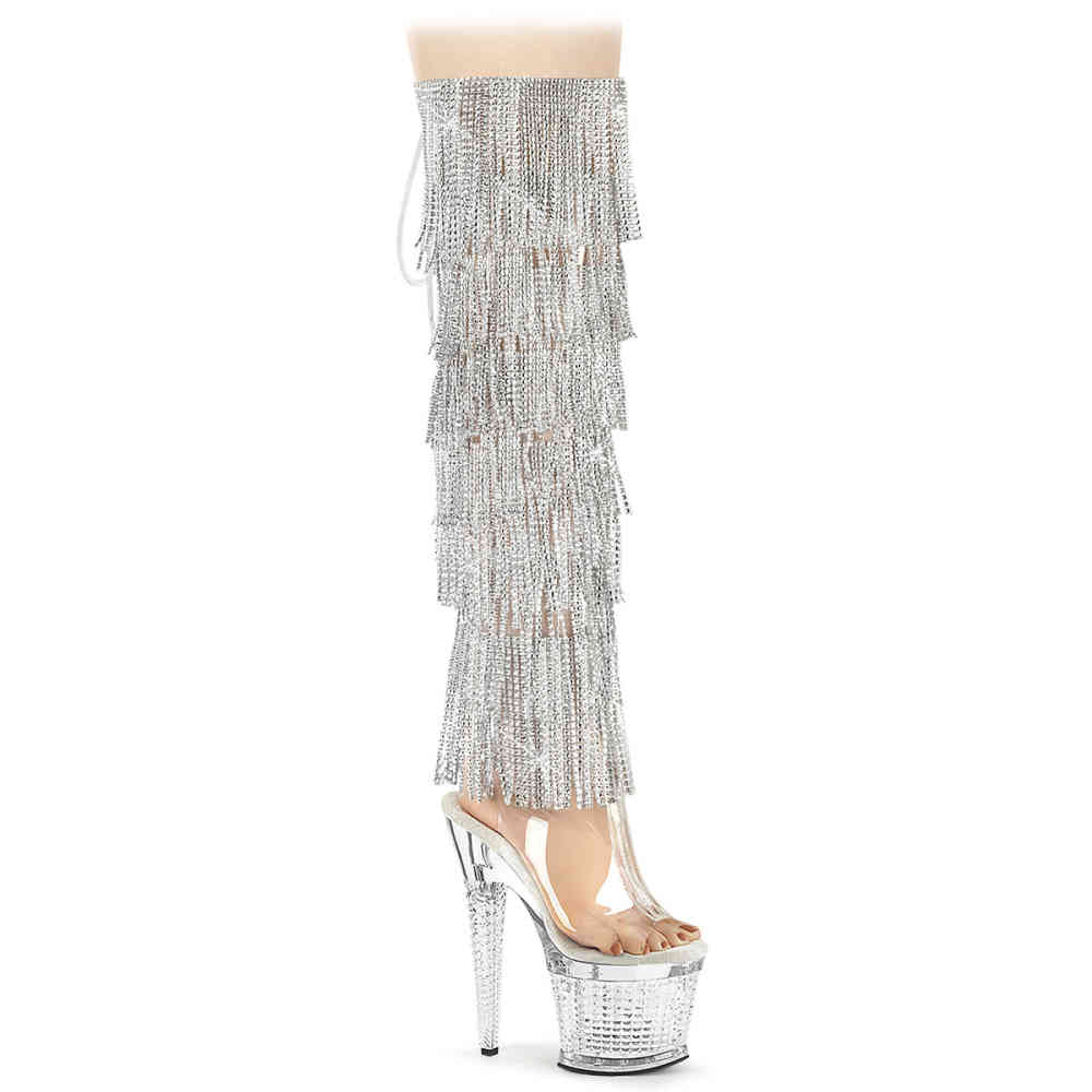 Pleaser Pleaser - SPECTATOR3019CRSF Platform Overknee Boots - Silver co