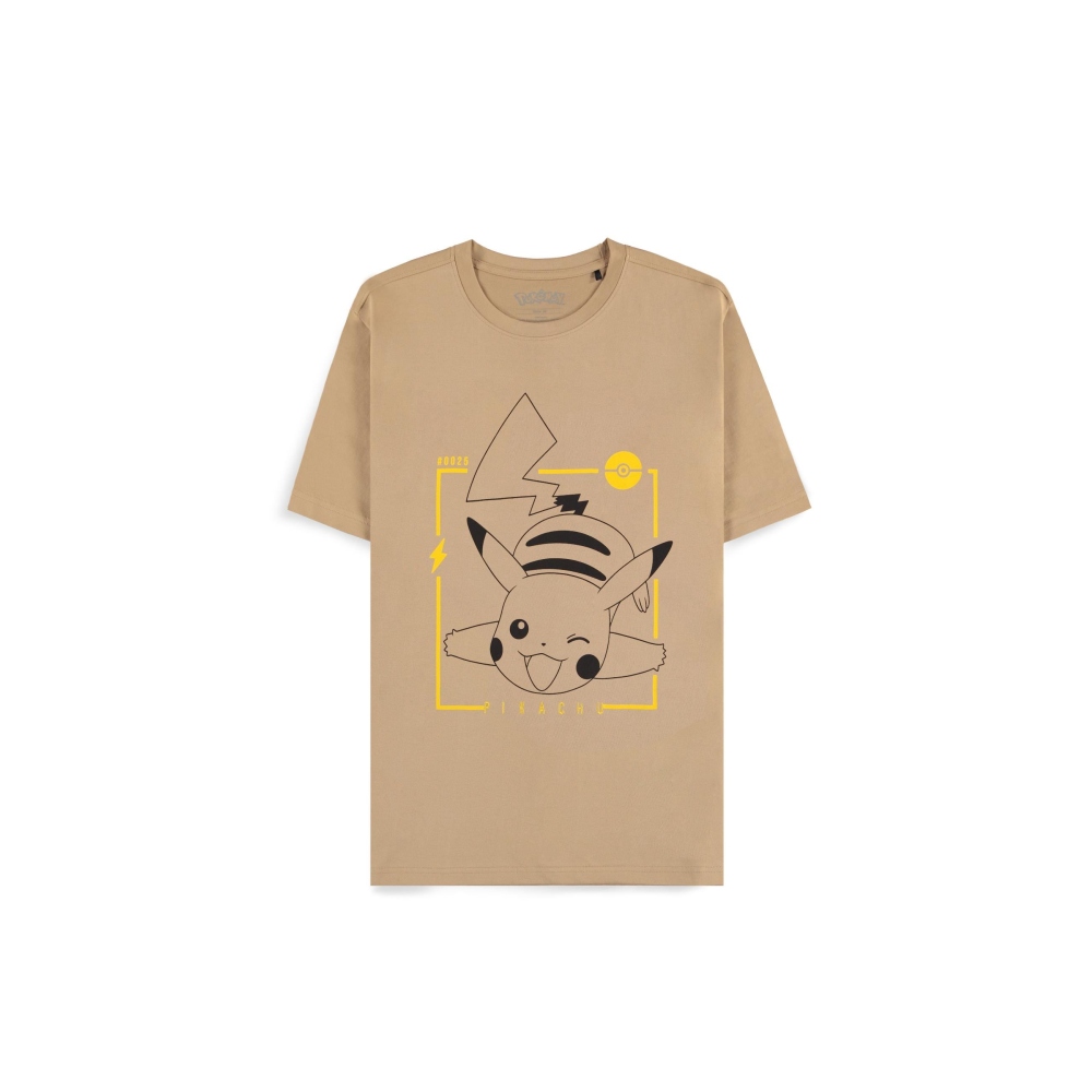 Pokémon - Pikachu Lineart Mens Tshirt - Beige | Attitude Europe