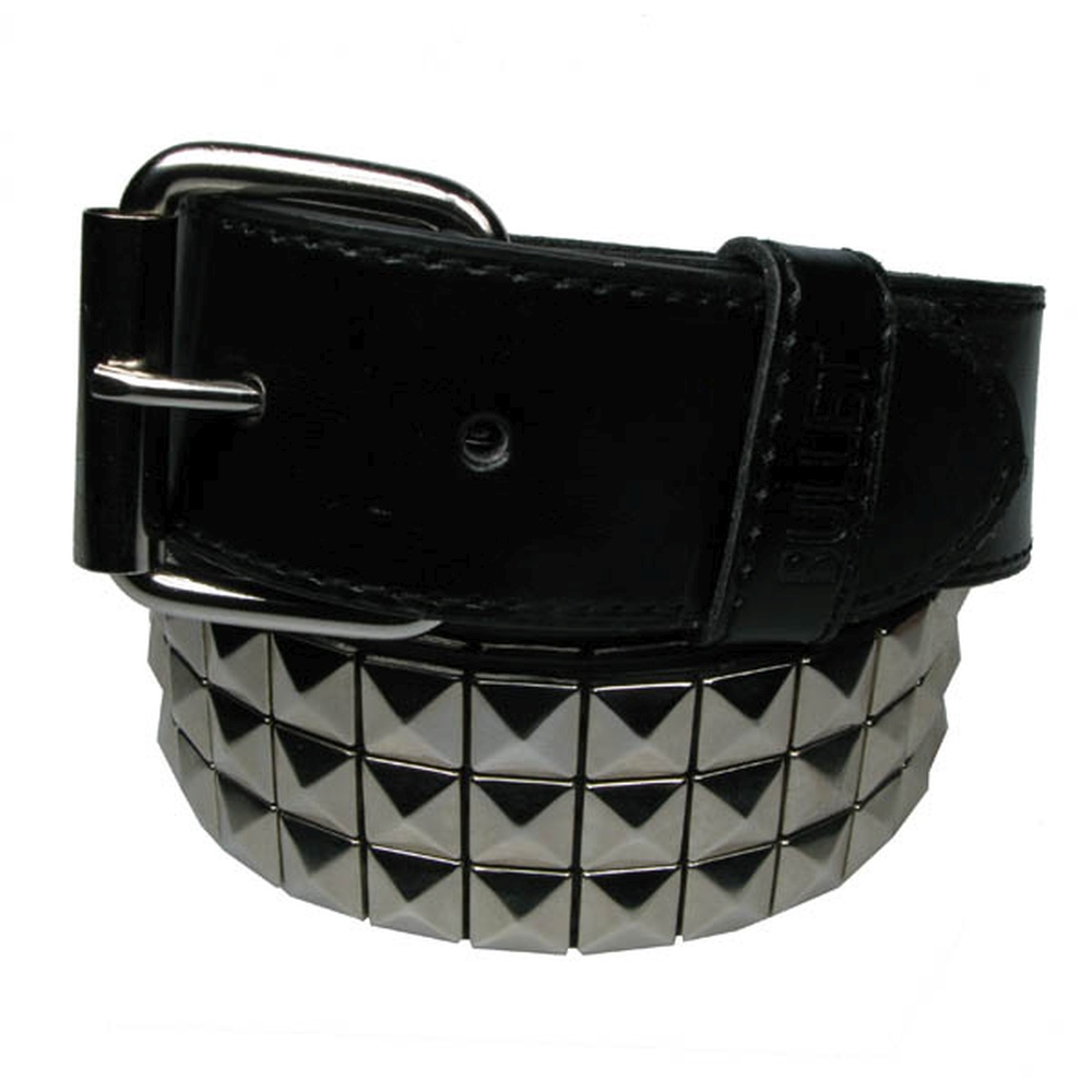 Bullet 69 Bullet 69 - 3 Row pyramid stud Belt - Silver coloured/Black