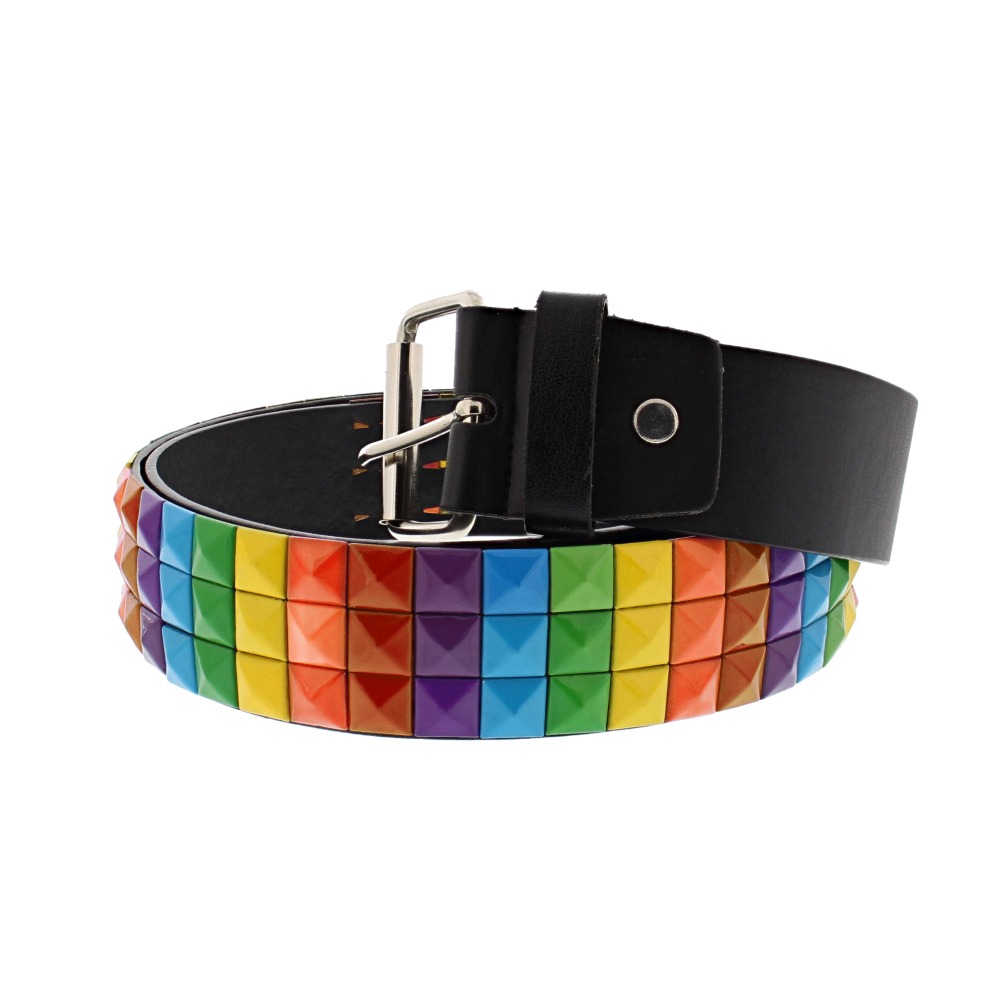 Zac's Alter Ego Zac's Alter Ego - Rainbow 3 row pyramid studded Belt