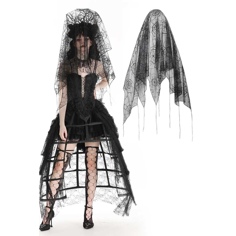 Dark in Love Dark in Love - Gothic bride black spider web Veil - Black